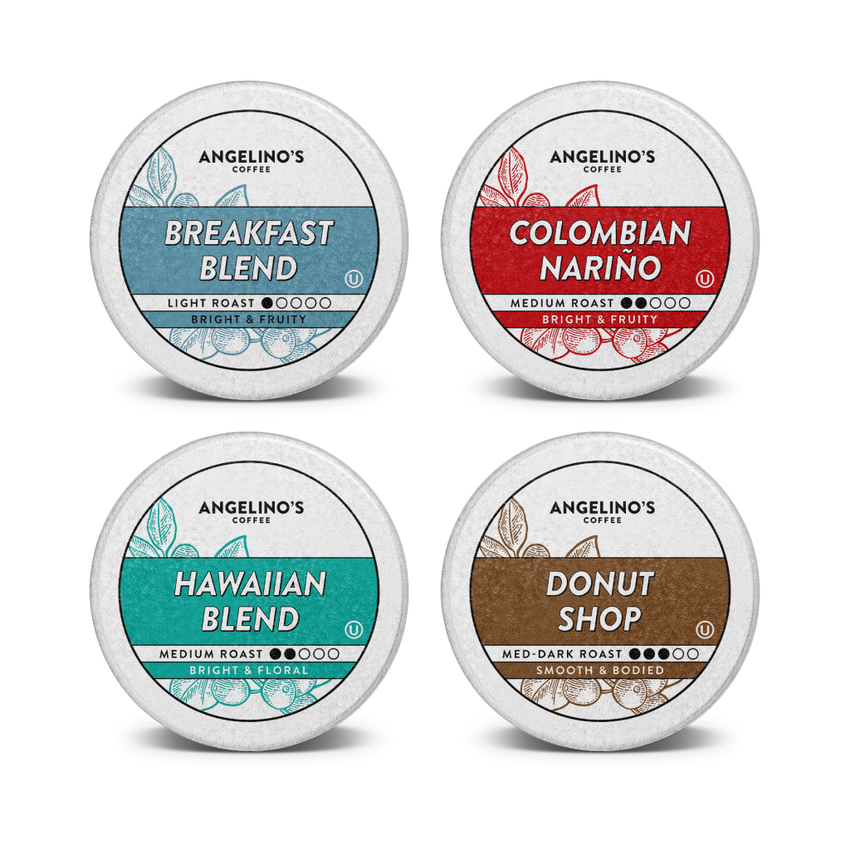 Keurig® K Cup Compatible Coffee Pods - Online Store Angelino's Coffee